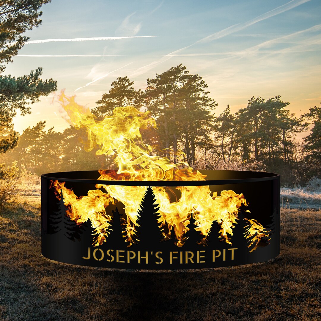 Custom Gift for 11th Anniversary, Pine Tree Fire Pit, Unique Gift for ...