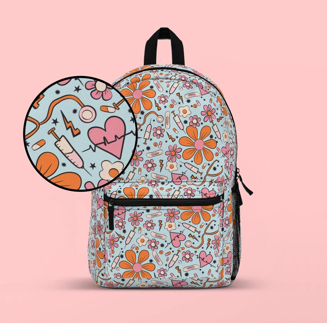 Retro Medical Nurse Backpack, Groovy Cardiac Med Surg Rn Hospital Work ...