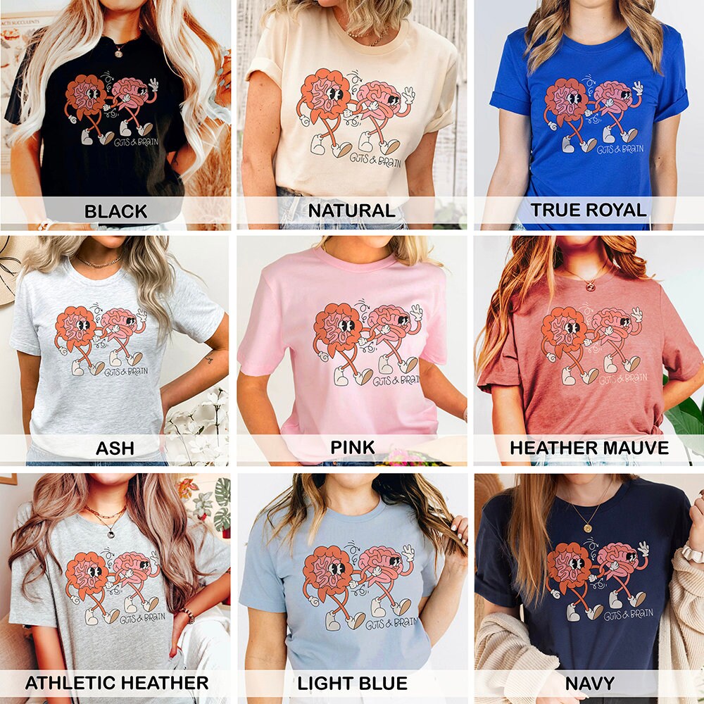 GI Endo Nurse T-shirt - Guts & Brain Tee, Cute Retro GI Endoscopy Rn ...
