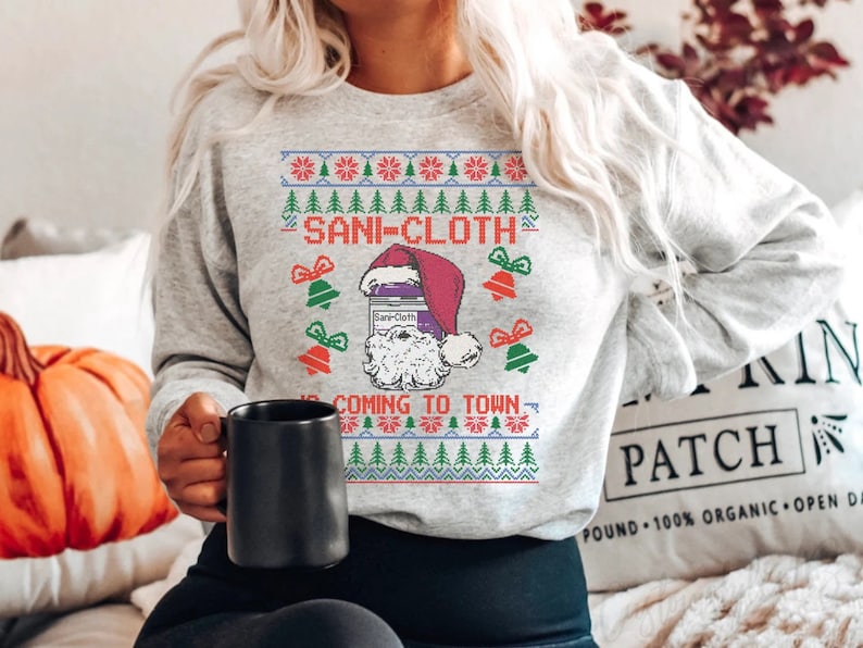 Funny Nurse Christmas Gift - Sani Cloth Ugly Christmas Sweater Rn Aid ...