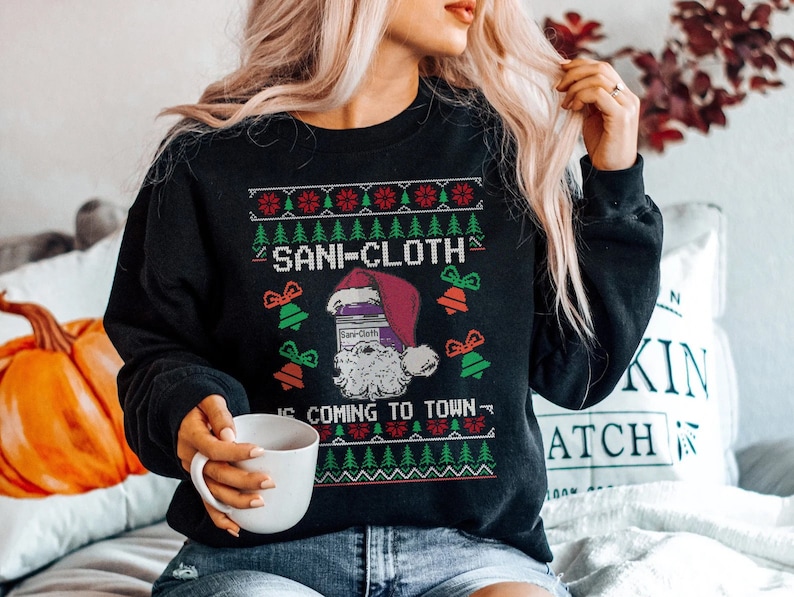 Funny Nurse Christmas Gift - Sani Cloth Ugly Christmas Sweater Rn Aid ...