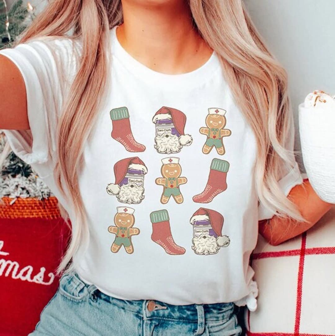 Nurse Christmas Shirt, Gingerbread Man Nurse Tee, Xmas Rn Lpn Tech Aid ...