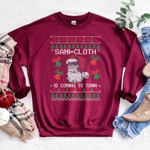 Funny Nurse Christmas Gift - Sani Cloth Ugly Christmas Sweater Rn Aid ...