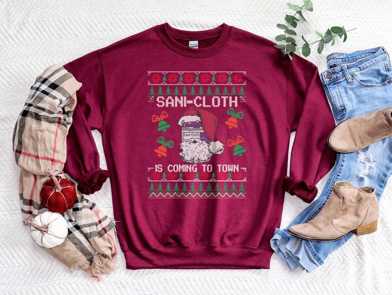 Funny Nurse Christmas Gift - Sani Cloth Ugly Christmas Sweater Rn Aid ...