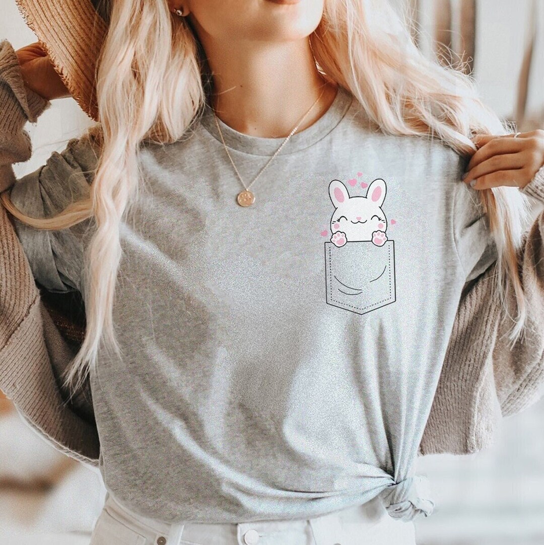 Valentine's Day Bunny in Pocket Shirt -pocket Rabbit T-shirt, Cute ...