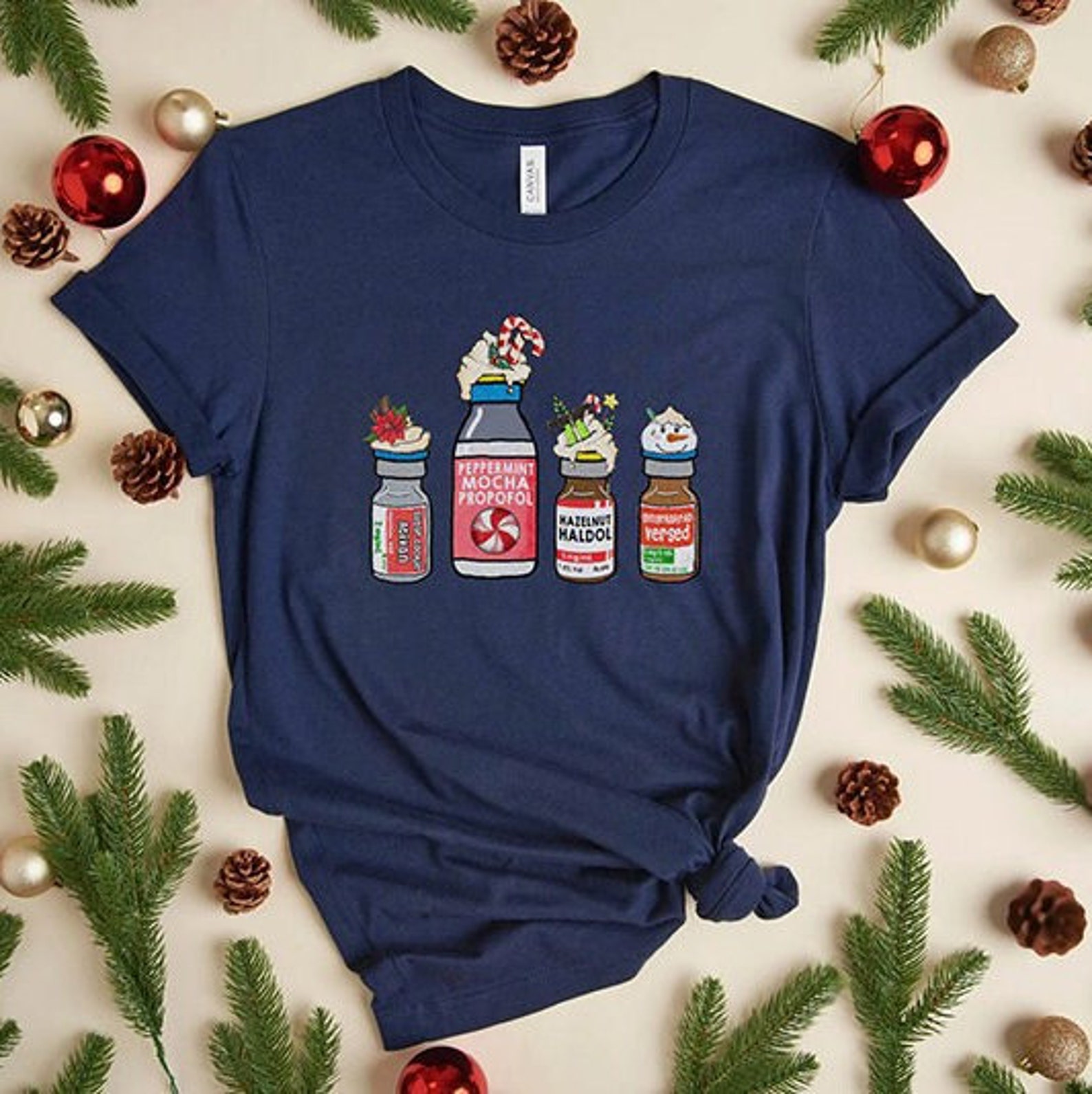 Peppermint Mocha Propofol T-shirt, Cute Christmas Nurse Tshirt | Funny ...