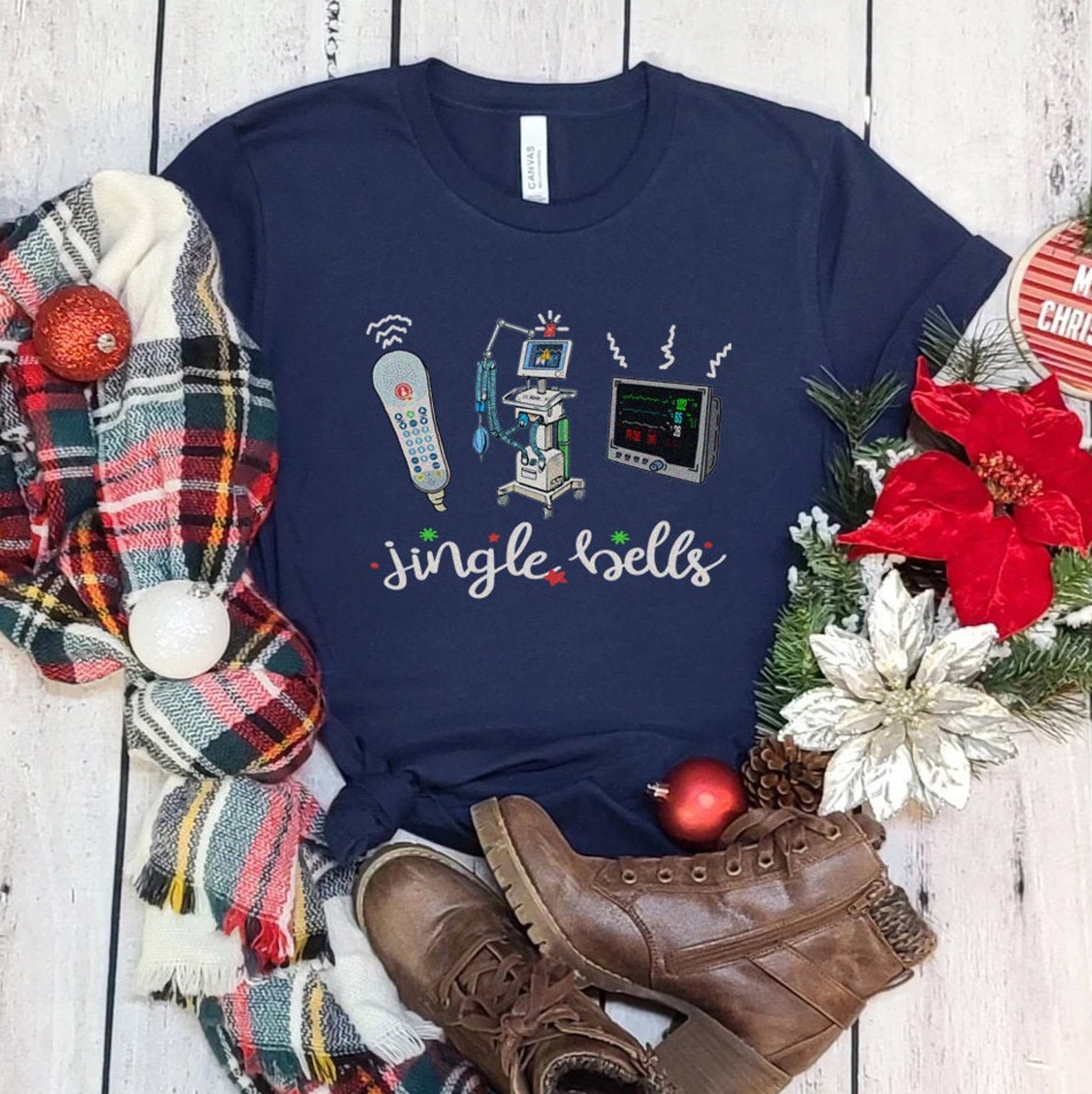 Nurse Telemetry Christmas Shirt, Respiratory Therapist Xmas Holiday ICU ...