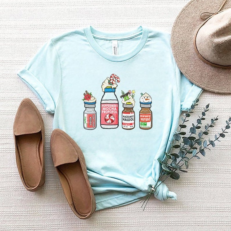 Peppermint Mocha Propofol T-shirt, Cute Christmas Nurse Tshirt | Funny ...