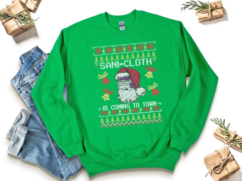 Funny Nurse Christmas Gift - Sani Cloth Ugly Christmas Sweater Rn Aid ...