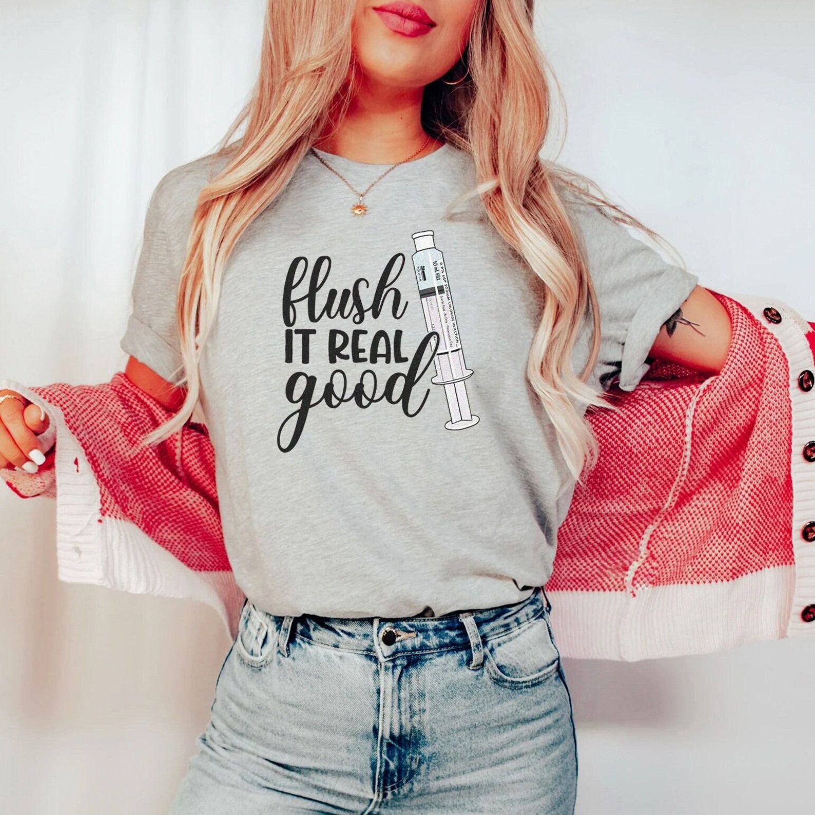 Funny Nurse Shirt Saline Flush ER Icu Rn T-shirt Nursing - Etsy