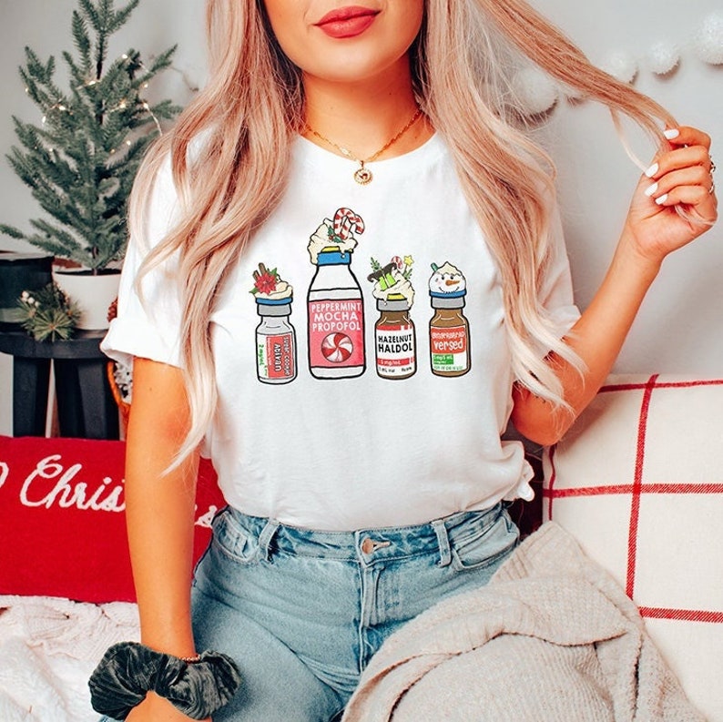 Peppermint Mocha Propofol T-shirt, Cute Christmas Nurse Tshirt | Funny ...