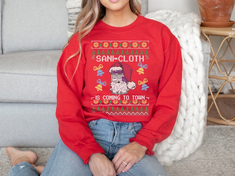 Funny Nurse Christmas Gift - Sani Cloth Ugly Christmas Sweater Rn Aid ...