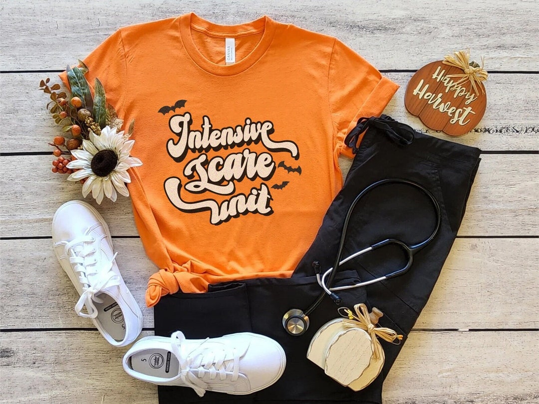 Intensive Scare Unit - Retro Halloween ICU Nurse T-shirt Gift Micu Picu ...