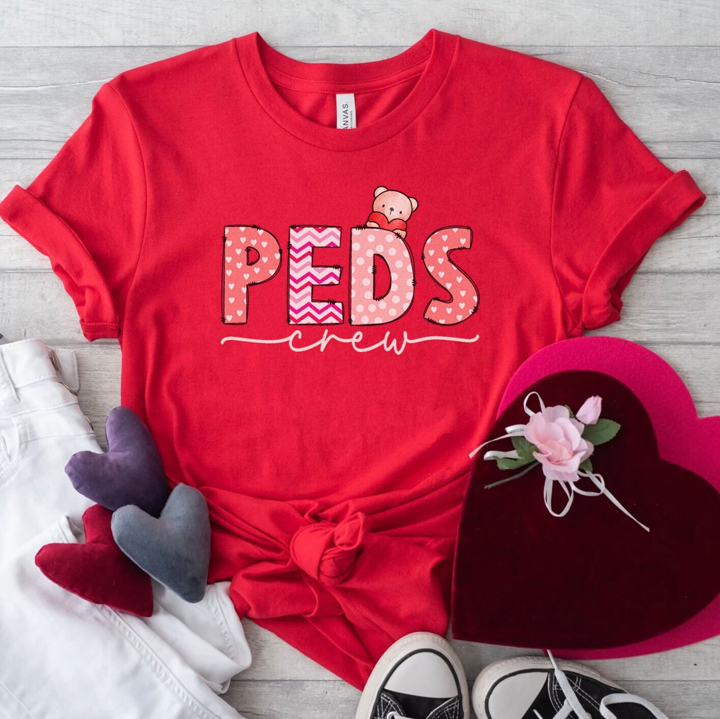 Peds Nurse Valentine's Day Crew Shirt sold by Carolina Campos | SKU ...
