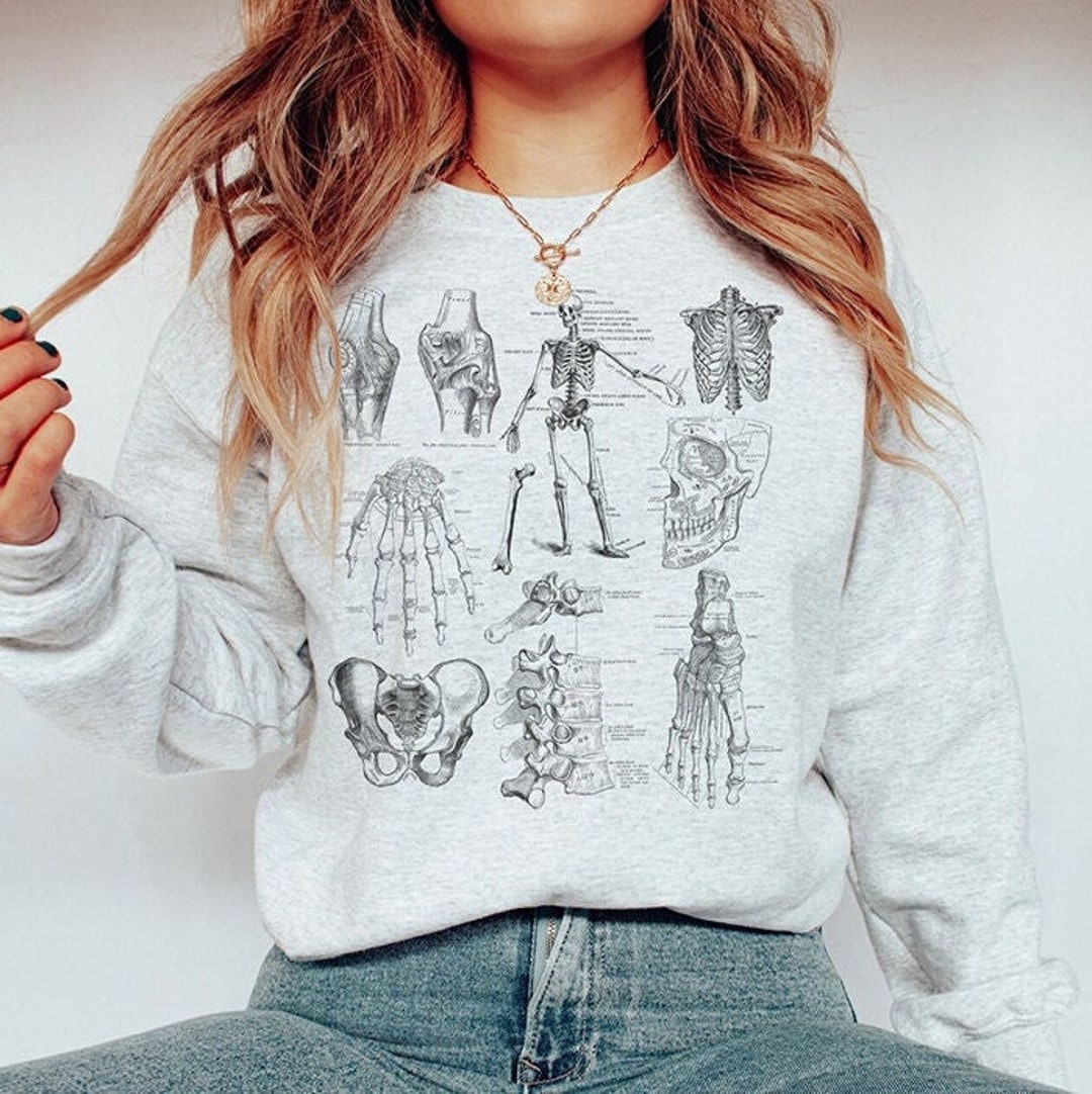 Ortho Nurse Rad Tech Sweatshirt, Vintage Skeletal Anatomy Bones ...