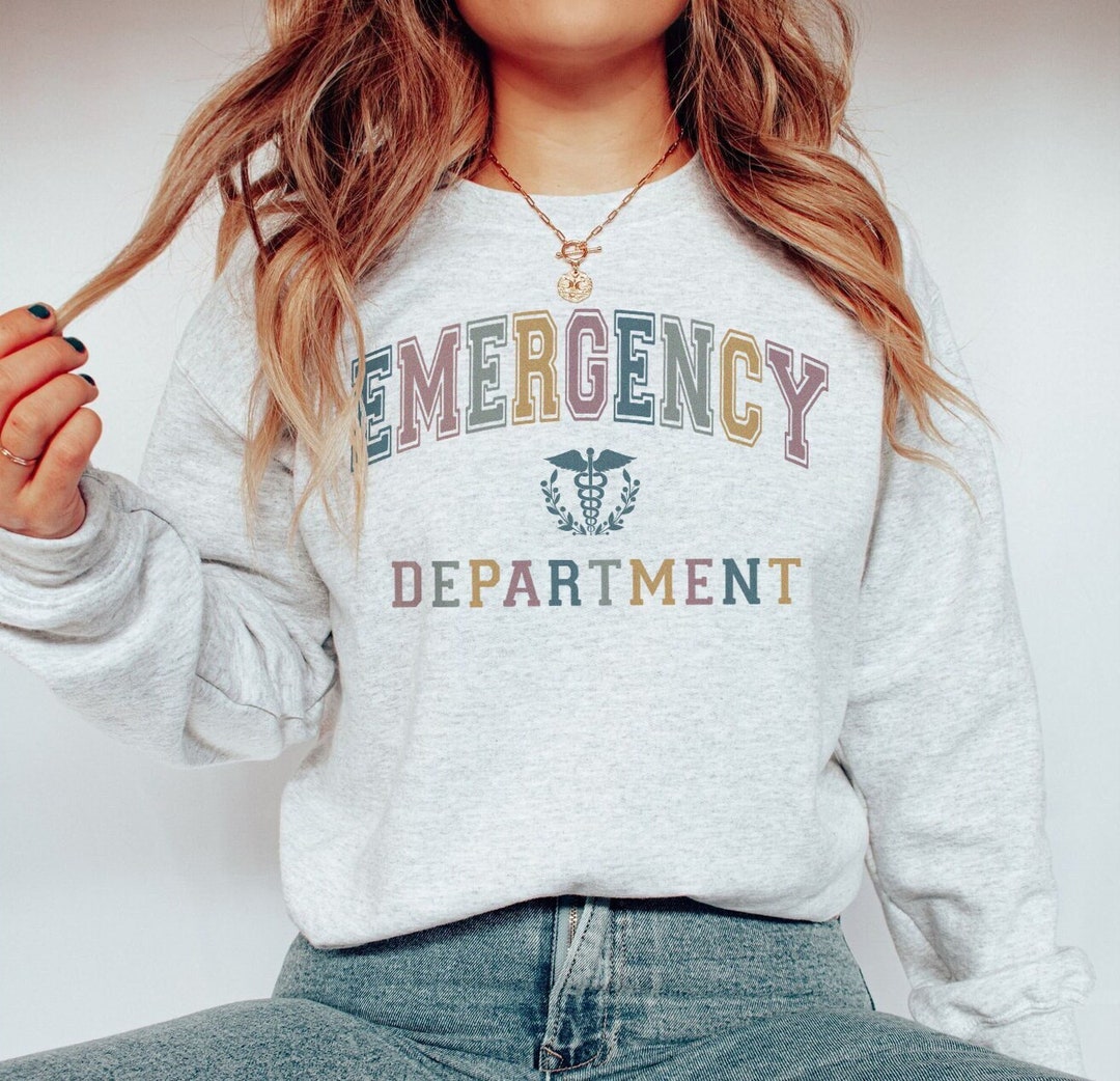 Varsity Emergency Department Nurse Crewneck Sweatshirt - Collegiate ER ...