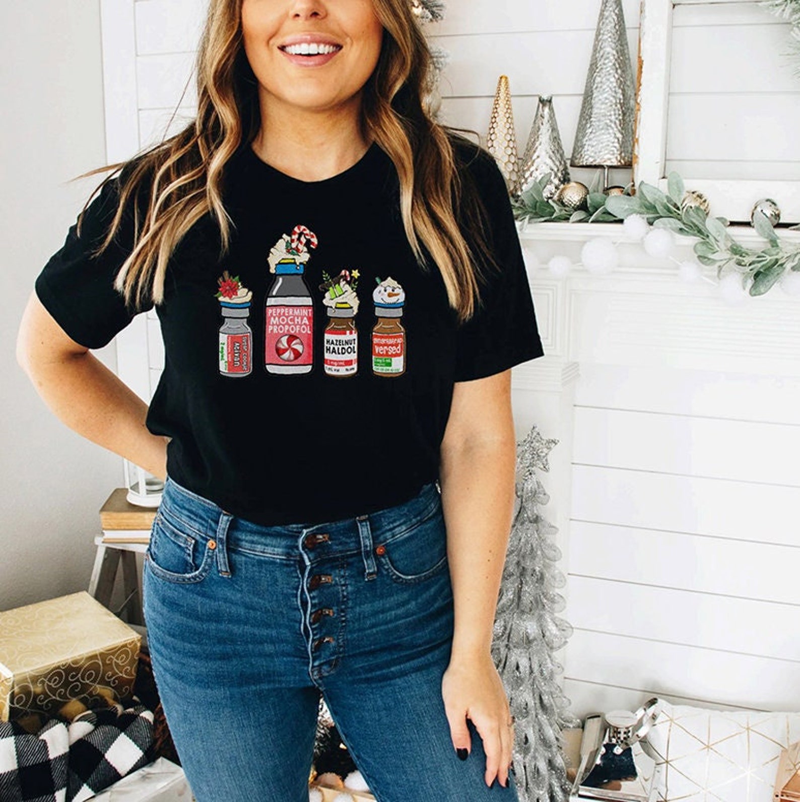 Peppermint Mocha Propofol T-shirt, Cute Christmas Nurse Tshirt | Funny ...