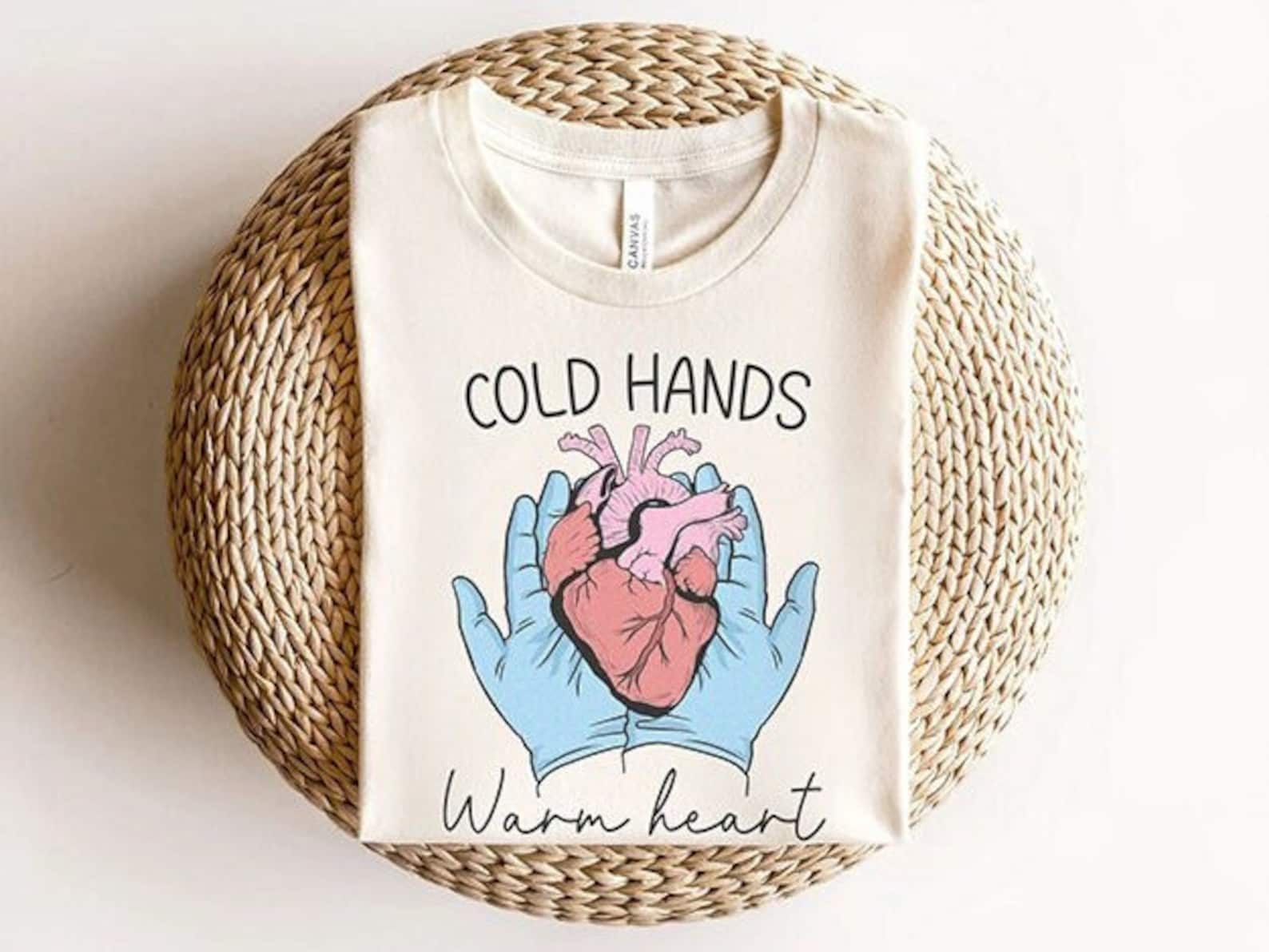 Cold Hands Warm Heart Nurse Shirt, Anatomical Heart Nursing Tee ...