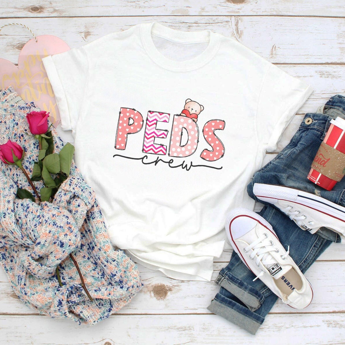 Peds Nurse Valentine's Day Crew Shirt sold by Carolina Campos | SKU ...