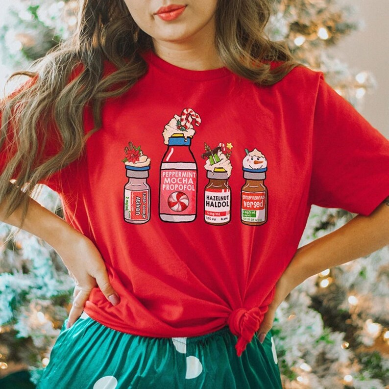Peppermint Mocha Propofol T-shirt, Cute Christmas Nurse Tshirt | Funny ...