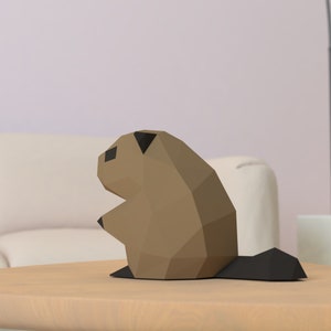 Beaver Origami DIY Paper Sculpture: 3D Papercraft Decoration (JPG ...