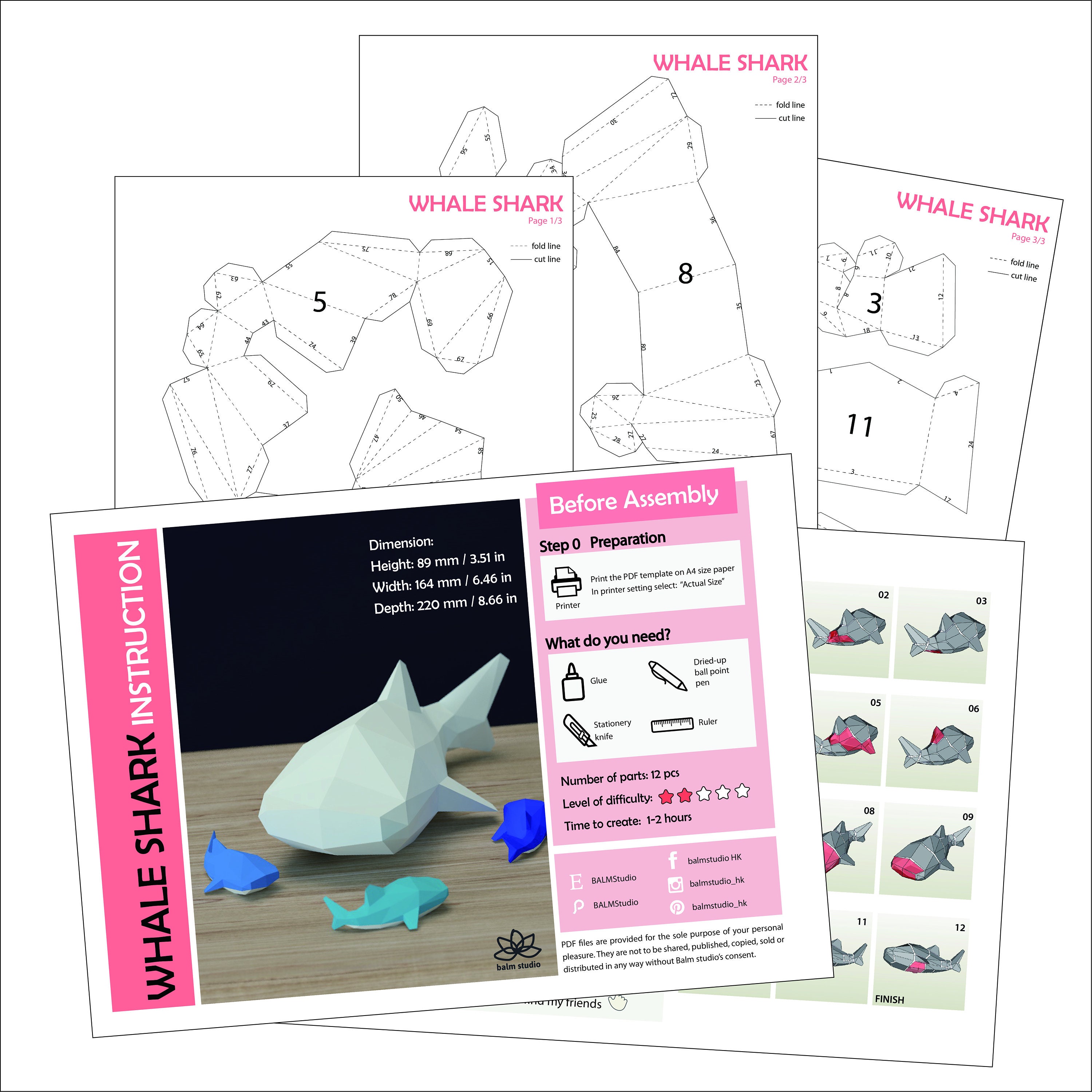 Whale Shark Origami: DIY 3D Paper Sculpture (JPG Pattern) - Etsy