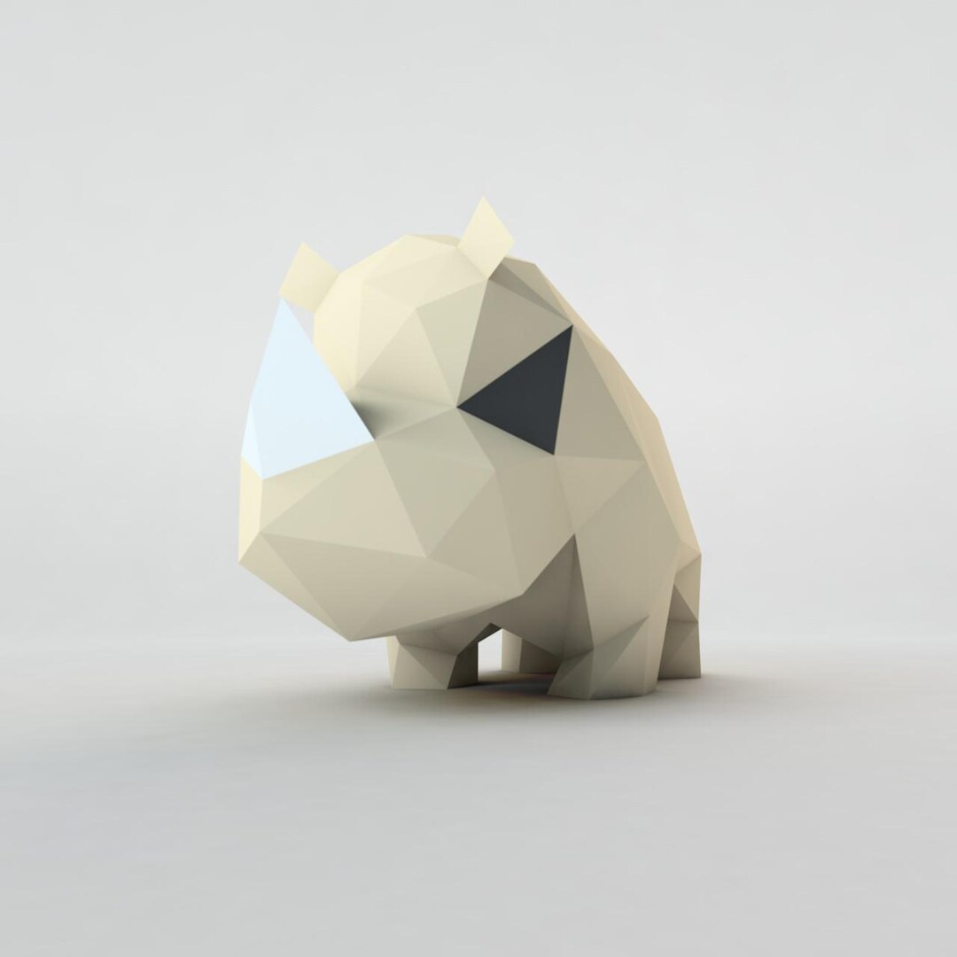 3D Papercraft Rhino: Low Polygon DIY Origami (JPG Pattern) - Etsy