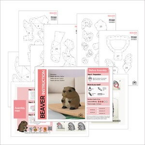 Beaver Origami DIY Paper Sculpture: 3D Papercraft Decoration (JPG ...
