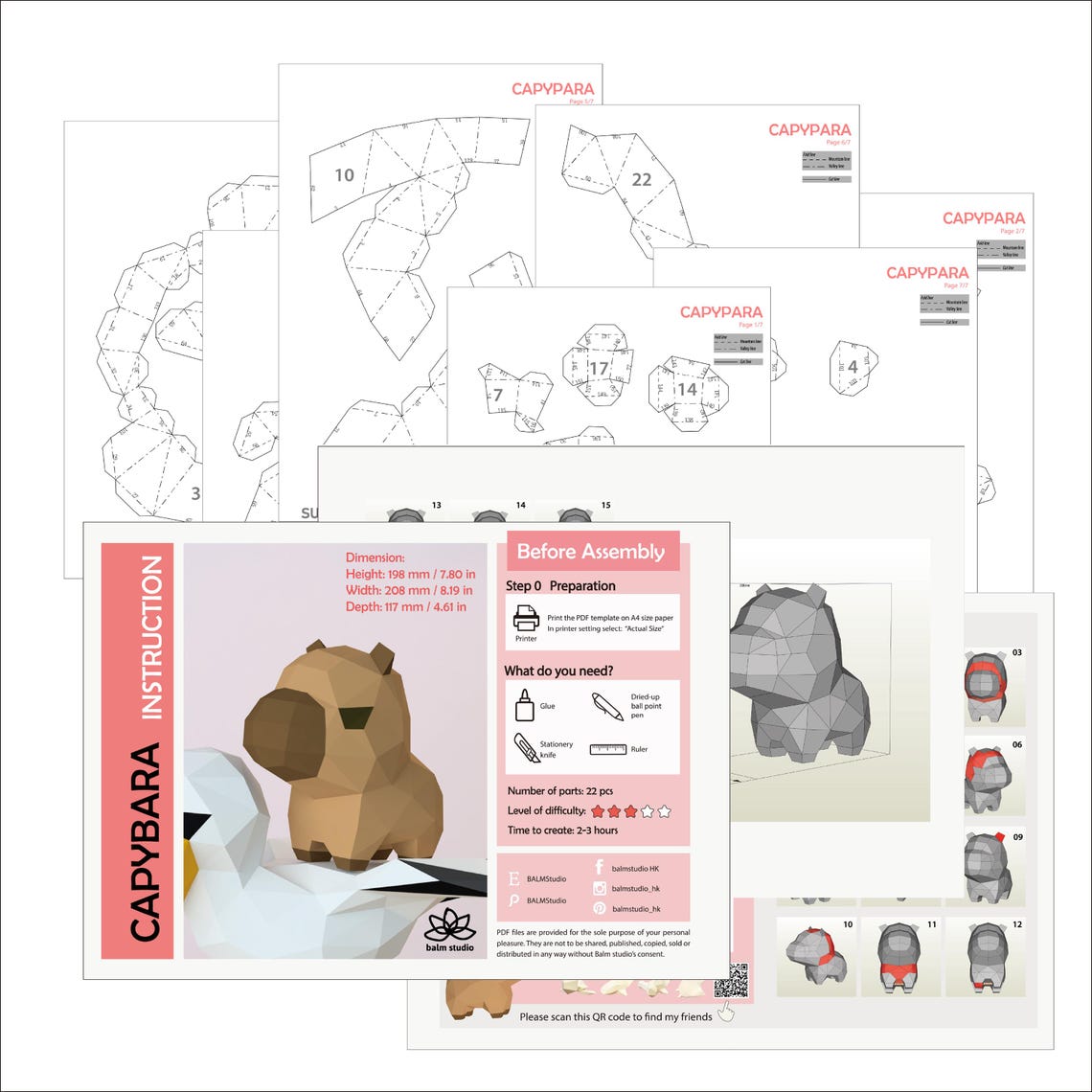 Capybara, Animal Origami, DIY, Decoration, Homemade, 3D Paper Sculpture ...