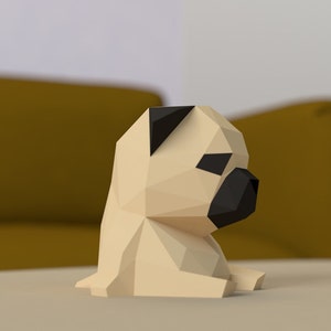 Pug, Dog, Animal Origami, DIY, Decoration, Homemade, 3D Paper Sculpture ...