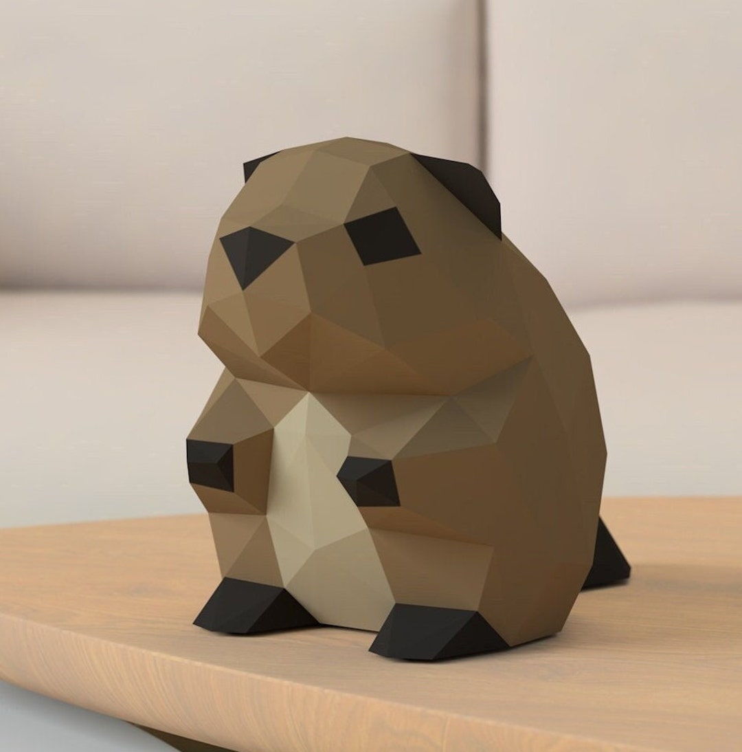Beaver Origami DIY Paper Sculpture: 3D Papercraft Decoration (JPG ...