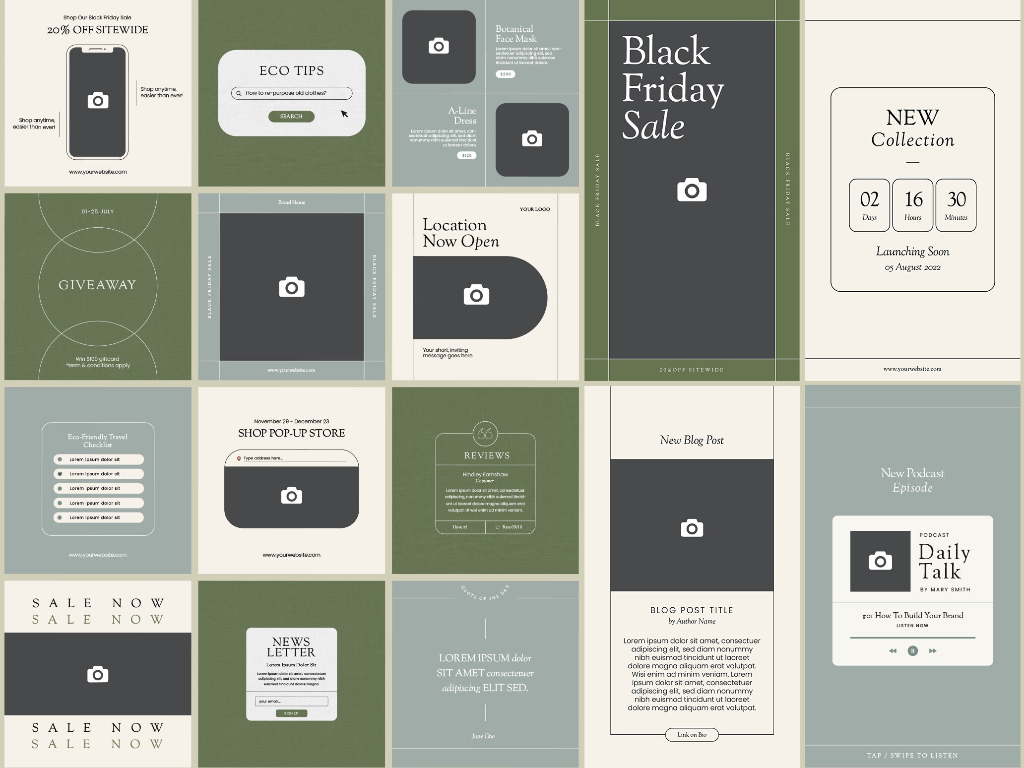 Illustrator Template Natural Instagram Feed And Story Etsy