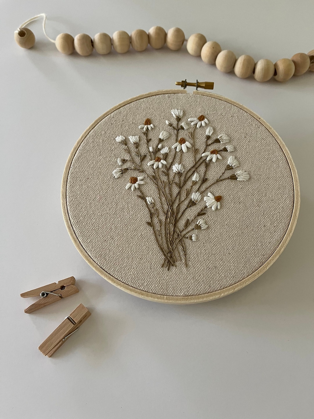 Finished Hoop, Daisies, Botanical Embroidery, Home Décor, Wall Décor ...