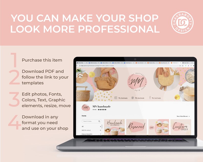 Editable ETSY Shop Branding Kit, Canva ETSY Banner Template, Template ...