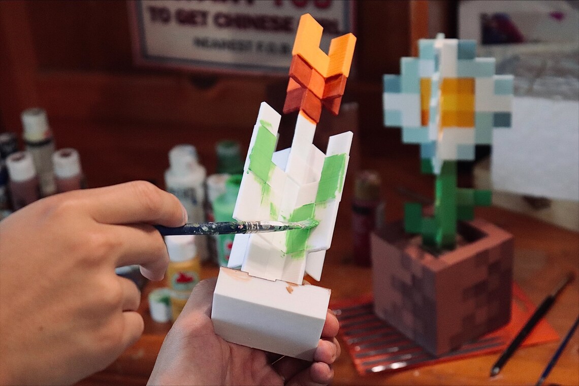 3D Printable Minecraft Flower Pot STL Files - Etsy