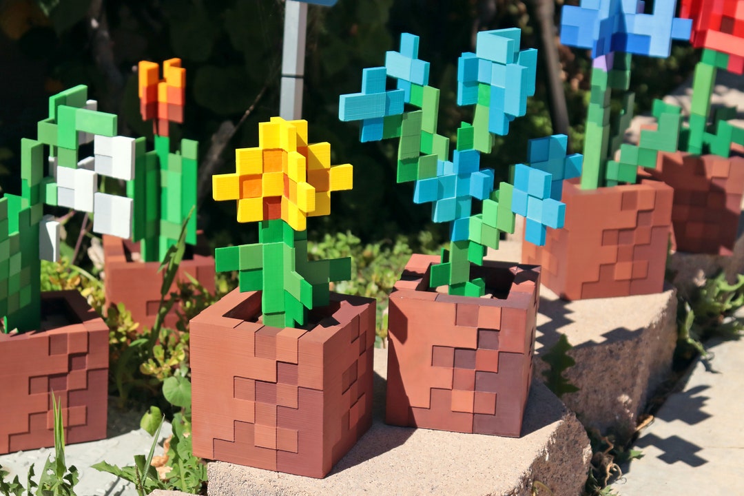Minecraft Flower Pots Real Life Custom 3D Printed Pixel Art Decoration ...