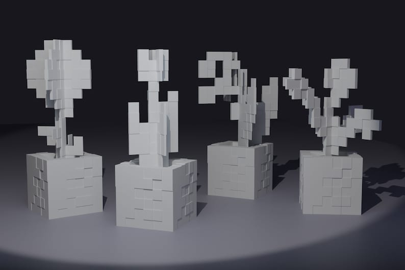 3D Printable Minecraft Flower Pot STL Files - Etsy