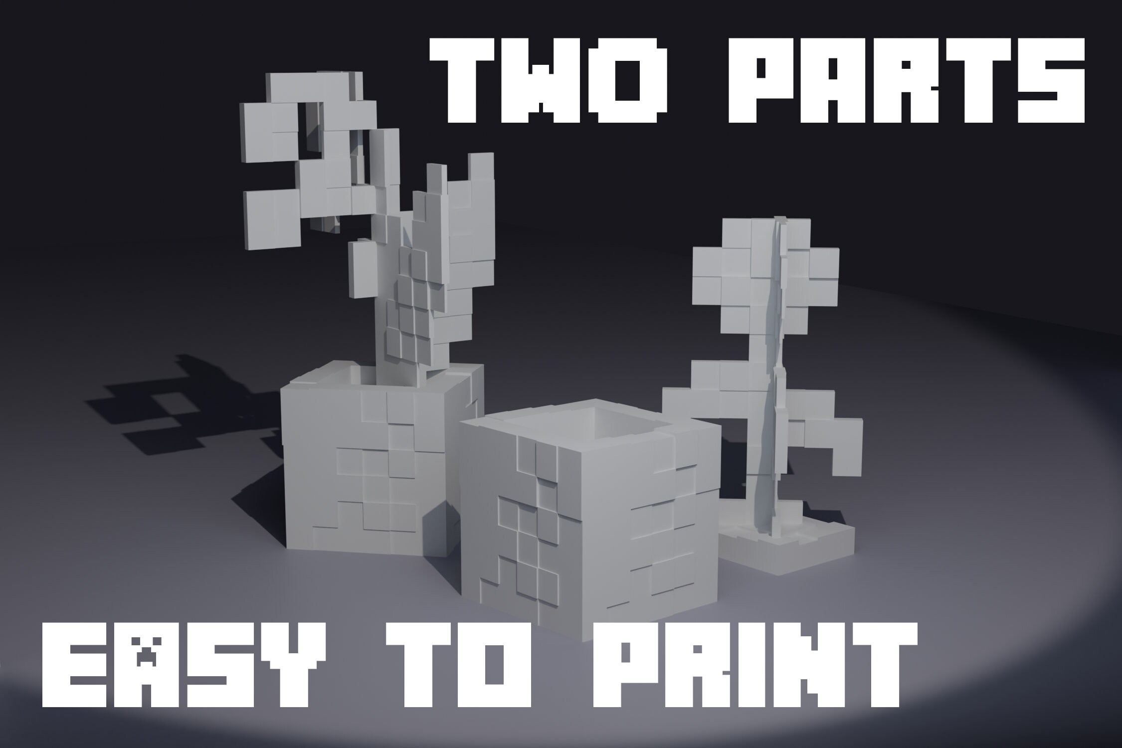 3D Printable Minecraft Flower Pot STL Files - Etsy