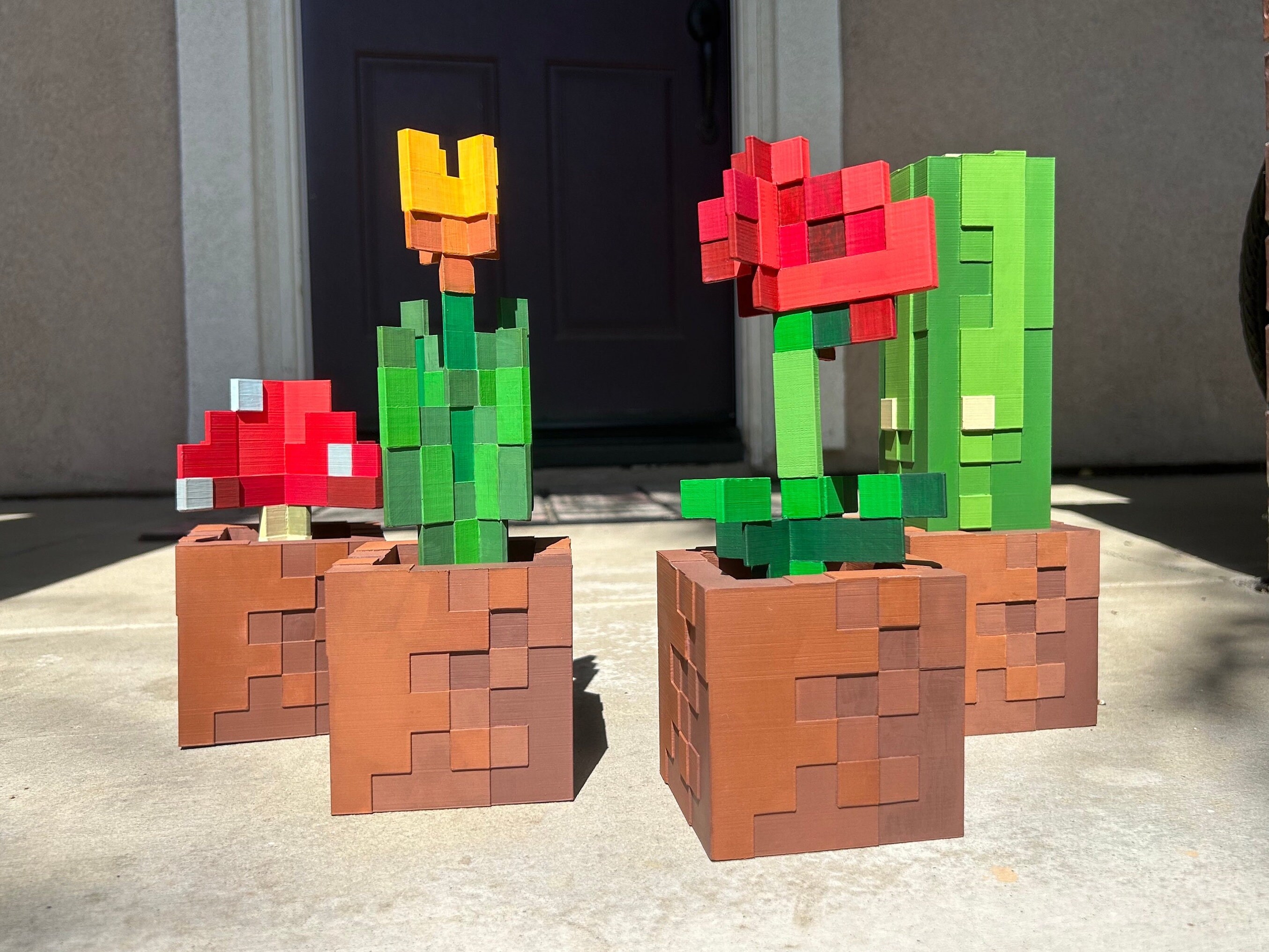 Minecraft Flower Pots Real Life Custom 3D Printed Pixel Art - Etsy