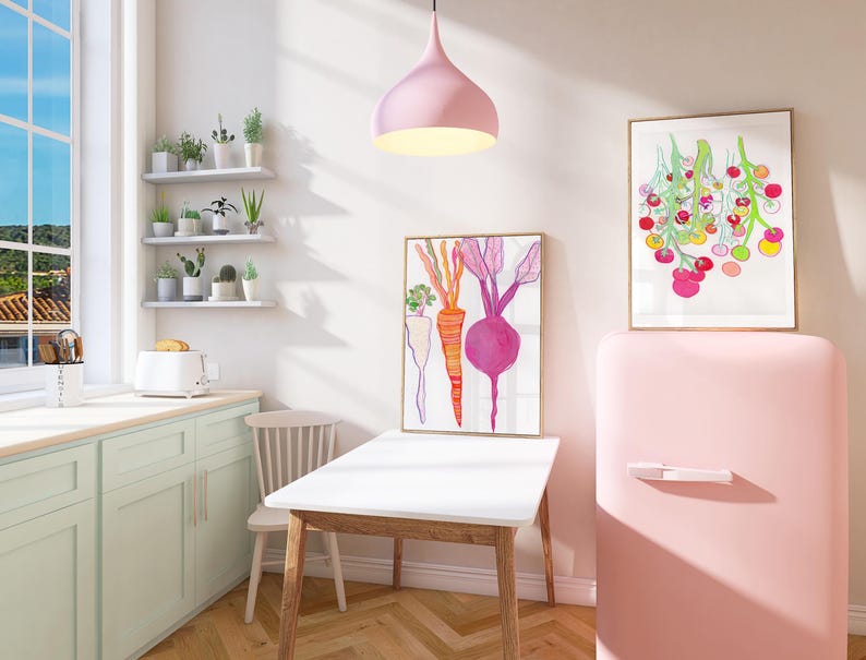 Turnip Vegetable Art Prints, Kitchen Prints Decor Food Poster, Carrots ...