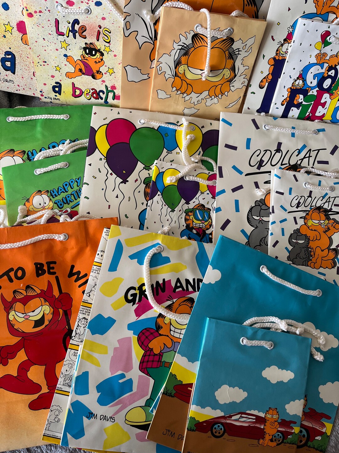 Set of 2 Vintage Garfield Gift Bags 70s - Etsy