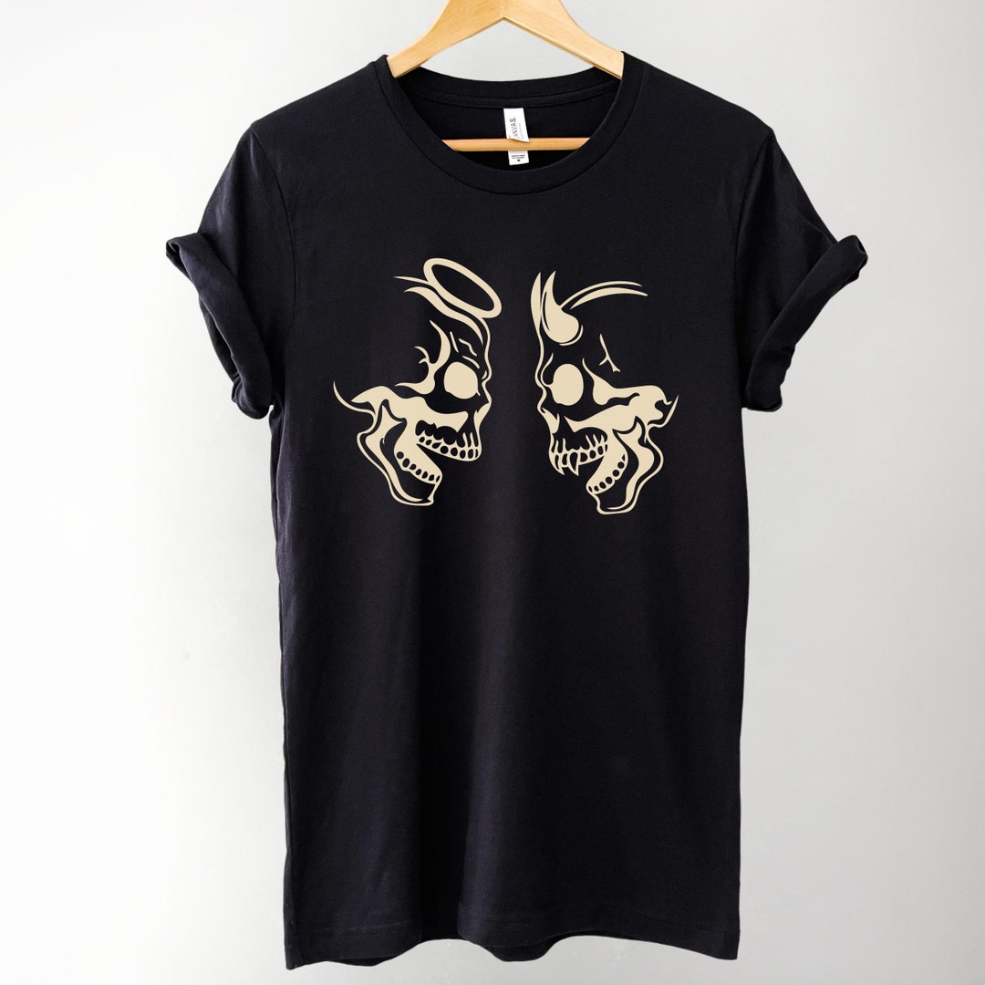 Angel Demon Skull Shirt, Good & Evil Dark Art Shirt, Saint and Demon ...
