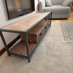 Solid Wood & Iron TV Console: Rustic Industrial Entertainment Center - Etsy
