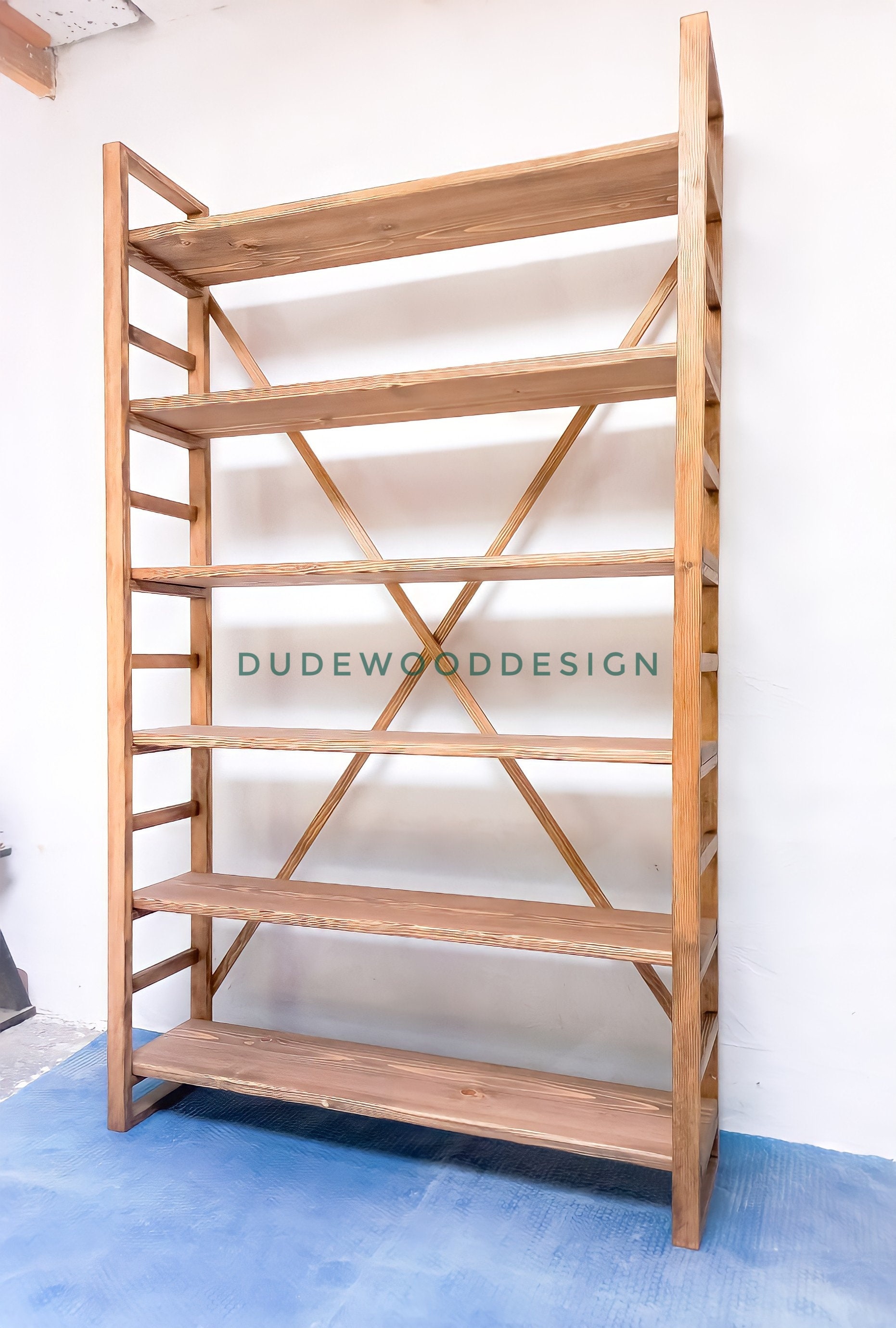 6 Tier Solid Wood Bookshelf Library Bespoke Open Bookcase - Etsy