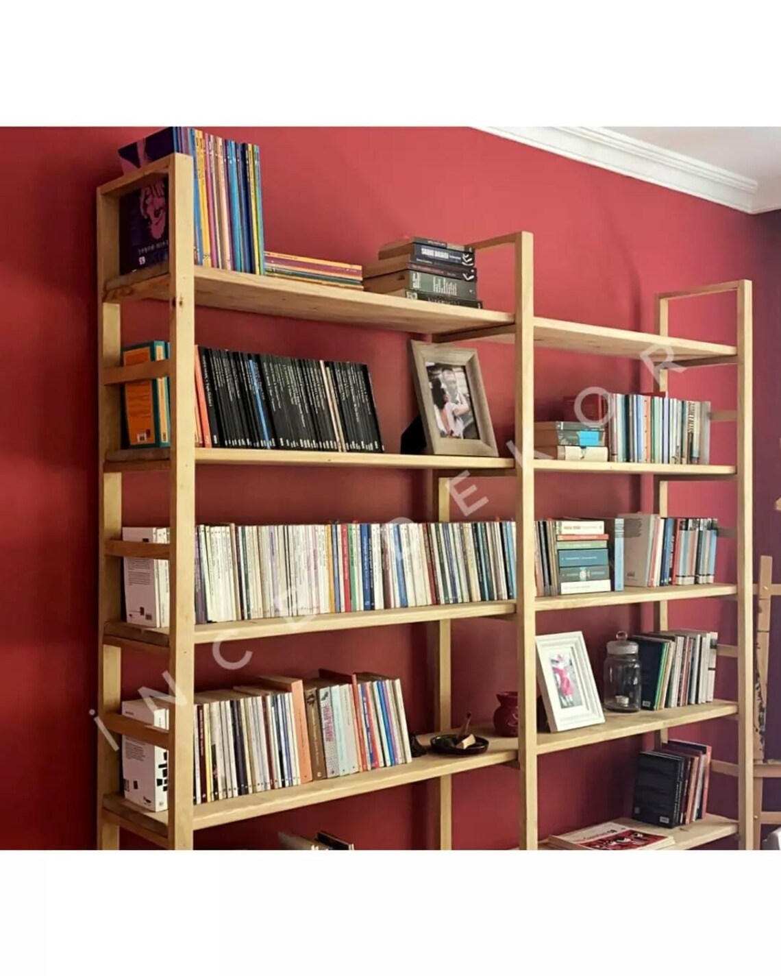 Handmade Solid Wood Open Bookcase Scandinavian Bookshelf Decorative ...