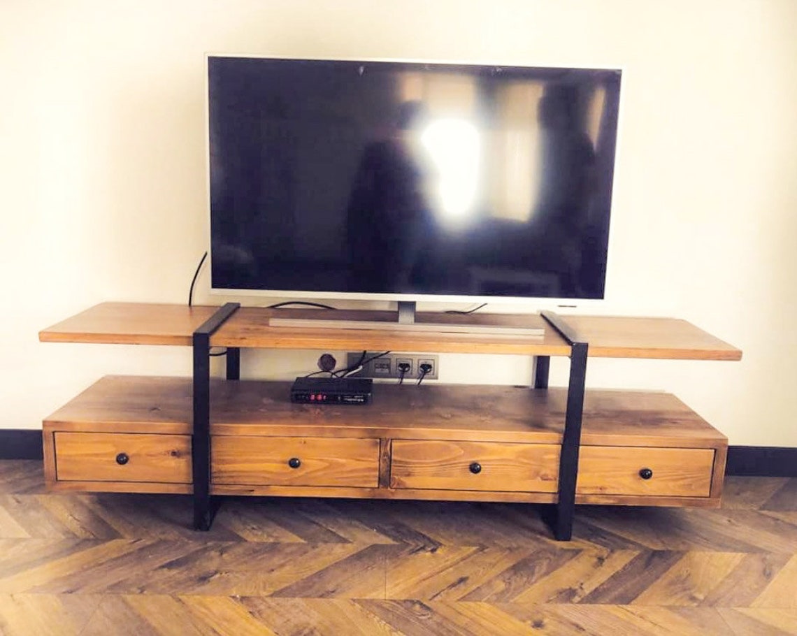 Industrial TV Stand Wooden TV CABINET - Etsy