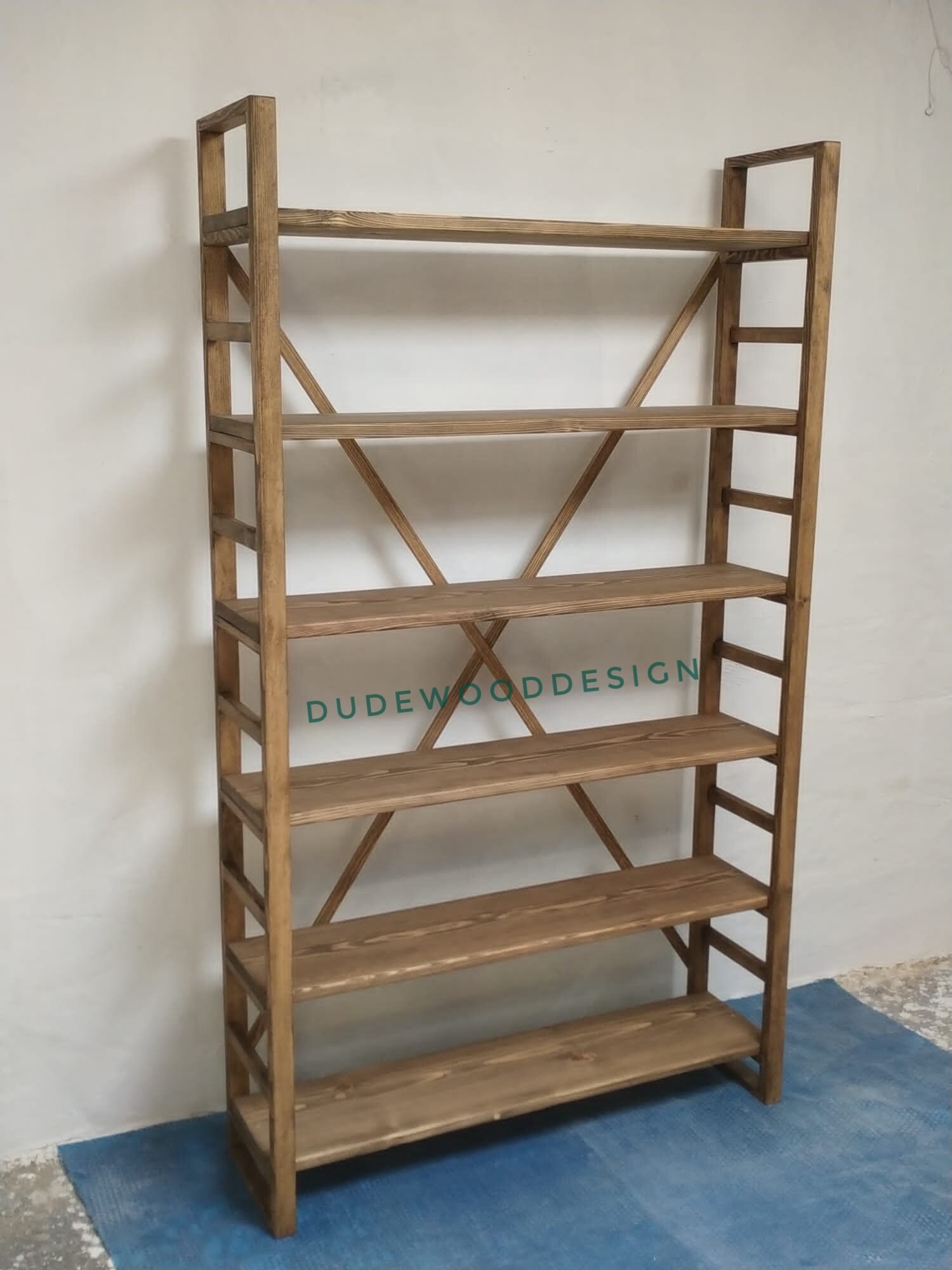 6 Tier Solid Wood Bookshelf Library Bespoke Open Bookcase - Etsy