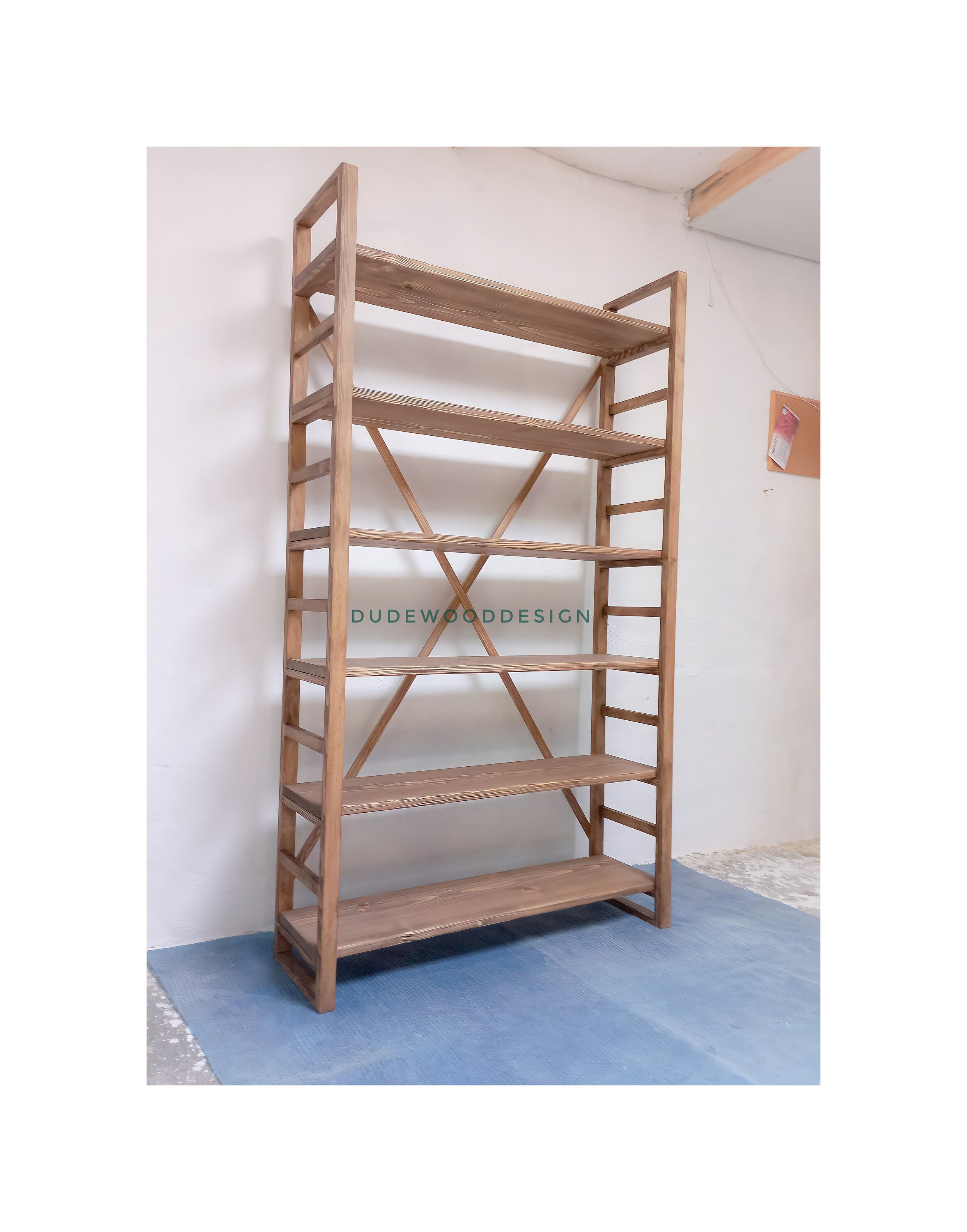 6 Tier Solid Wood Bookshelf Library Bespoke Open Bookcase - Etsy