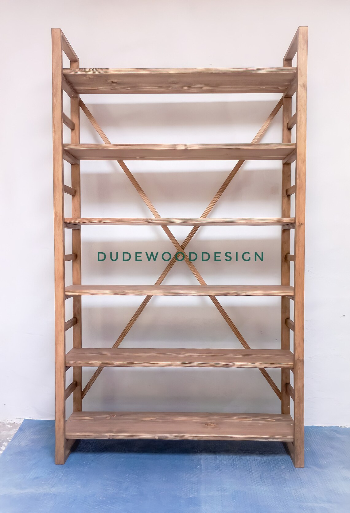 6 Tier Solid Wood Bookshelf Library Bespoke Open Bookcase - Etsy
