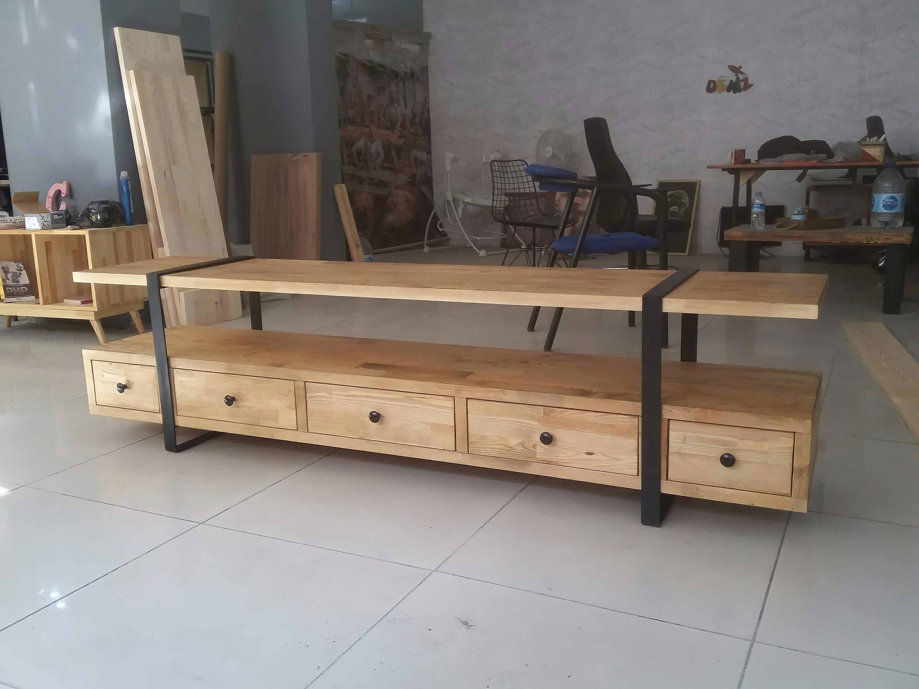 Industrial TV Stand Wooden TV CABINET - Etsy